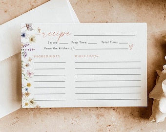 Wildflower Recipe Card - Etsy