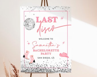 Editable Last Disco Bachelorette Party Template Welcome Sign Retro ...