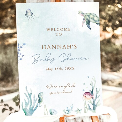 Under the Sea Baby Shower Welcome Sign Beach Baby Shower - Etsy