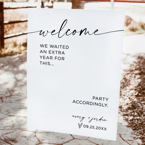 Party Accordingly Wedding Welcome Sign Modern Minimalist - Etsy