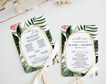 Tropical Wedding Program Template Order of Service INSTANT - Etsy