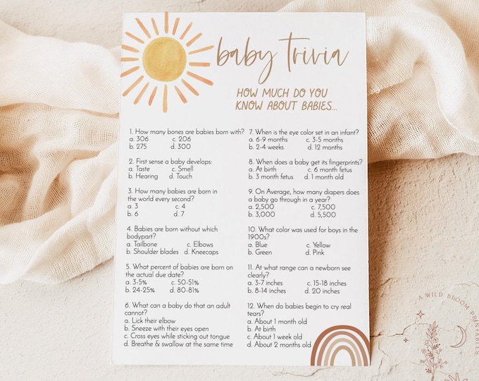 Editable Baby Trivia Quiz Game Printable Baby Shower Game - Etsy Canada