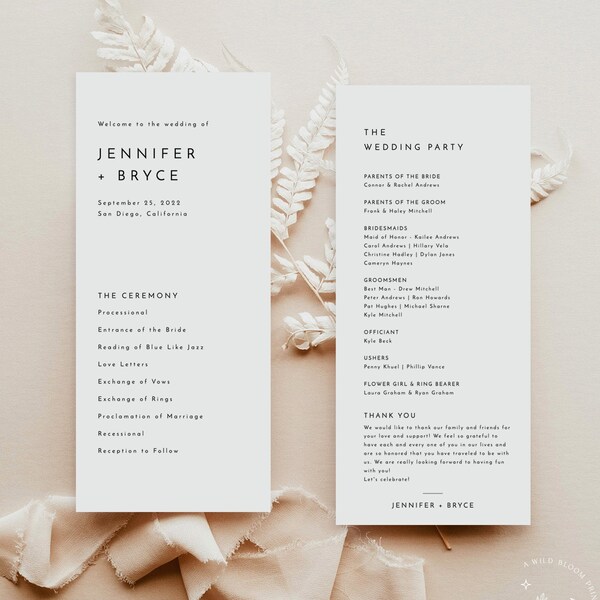 Wedding Program Template - Etsy