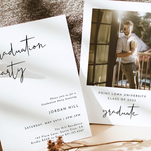 Graduation Party Invitation Template Minimalist Graduation - Etsy