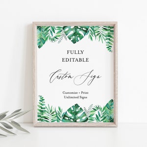 Tropical Custom Wedding Sign Template Editable Tropical Baby - Etsy