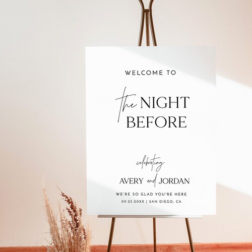 The Night Before Welcome Sign Modern Wedding Rehearsal - Etsy