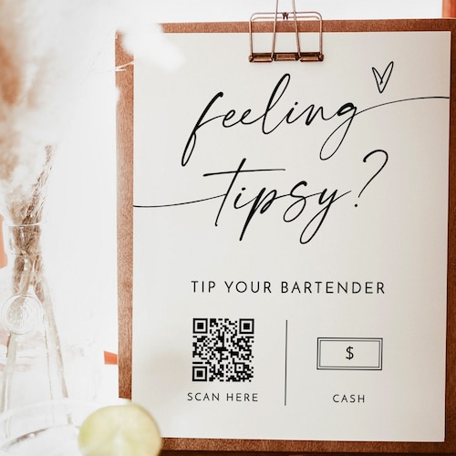 Tip Your Bartender Sign Feeling Tipsy Venmo Tip Sign - Etsy