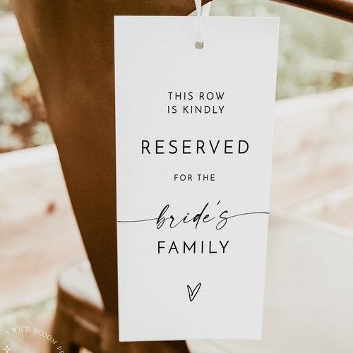 Reserved Chair Tags Minimalist Reserved Tag Modern Wedding - Etsy
