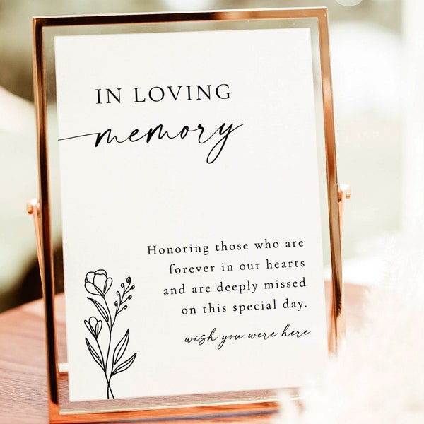 In Loving Memory Wedding Sign, Forever in Our Hearts Sign, Modern ...