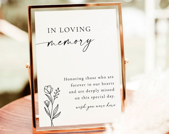 In Loving Memory Wedding Sign, Forever in Our Hearts Sign, Modern ...