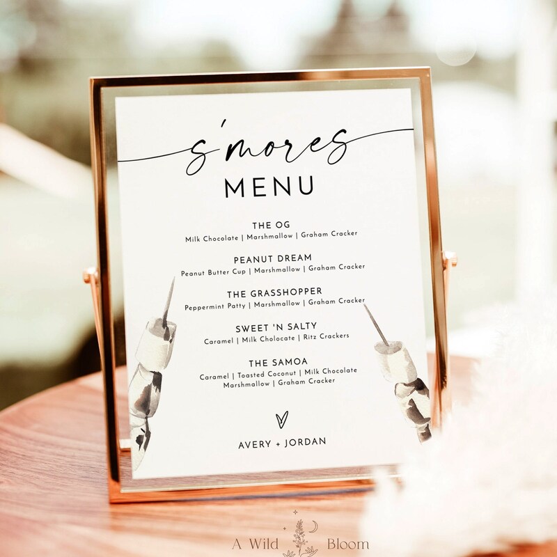 Smores Menu - Etsy