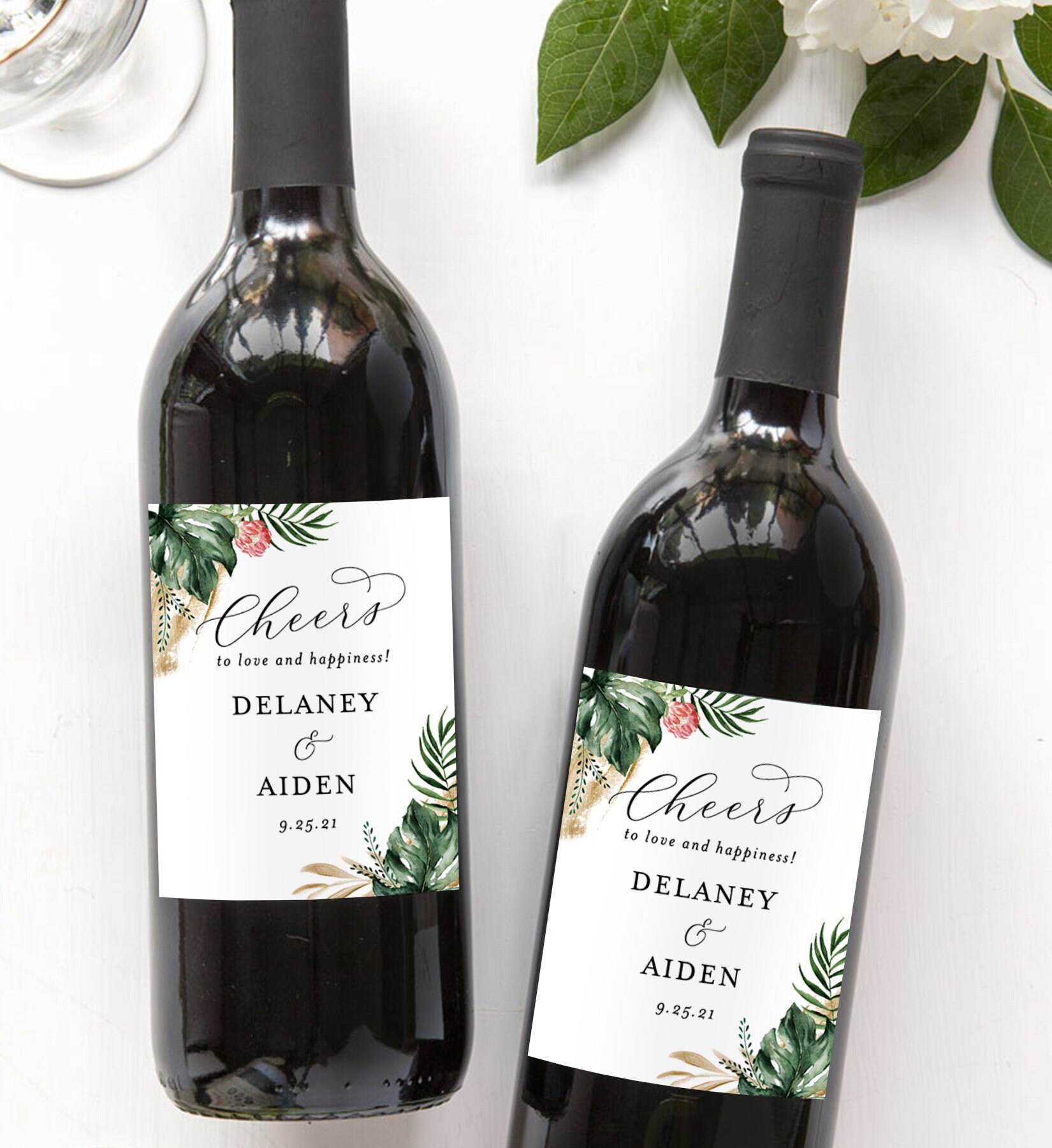 Editable Wine Bottle Label Template Tropical Wedding Wine | Etsy