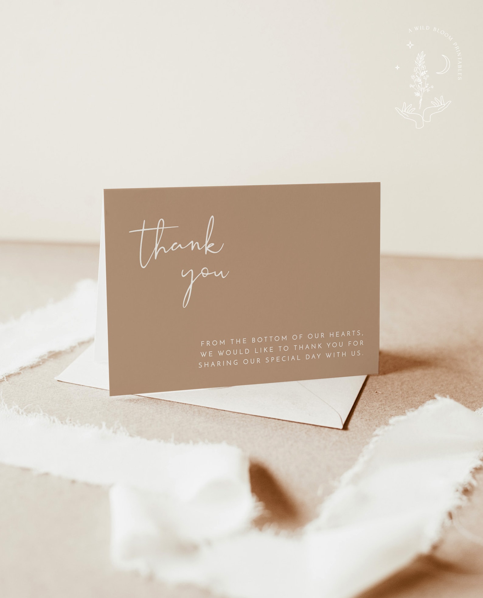 Modern Tan Thank You Card Template Editable Thank You Card | Etsy