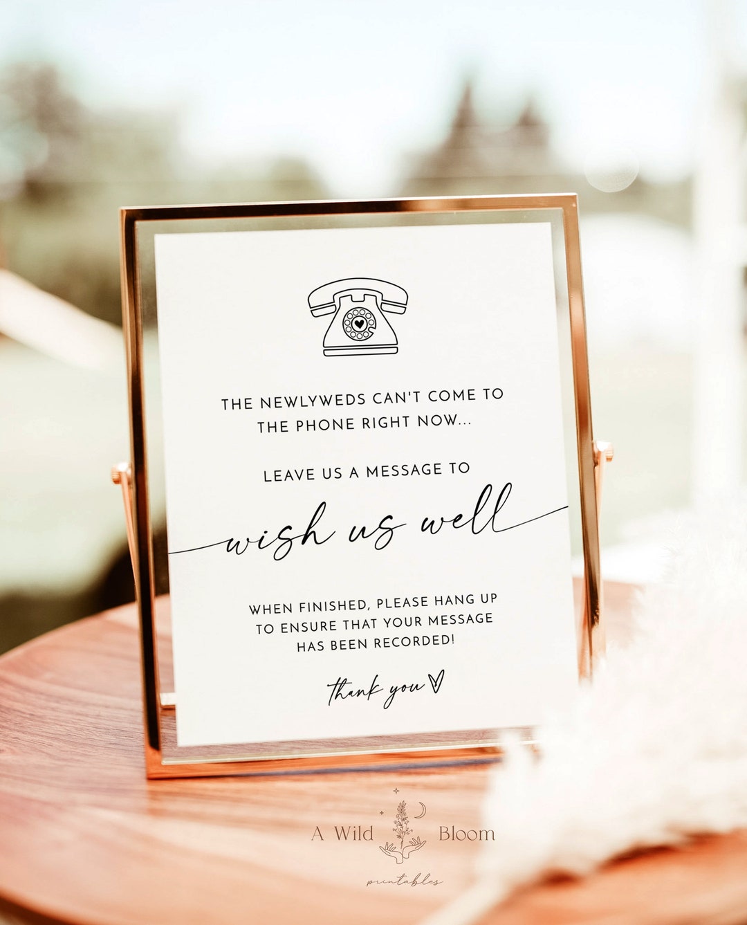 Telephone Guestbook Sign Template, Audio, Modern Minimalist Wedding ...