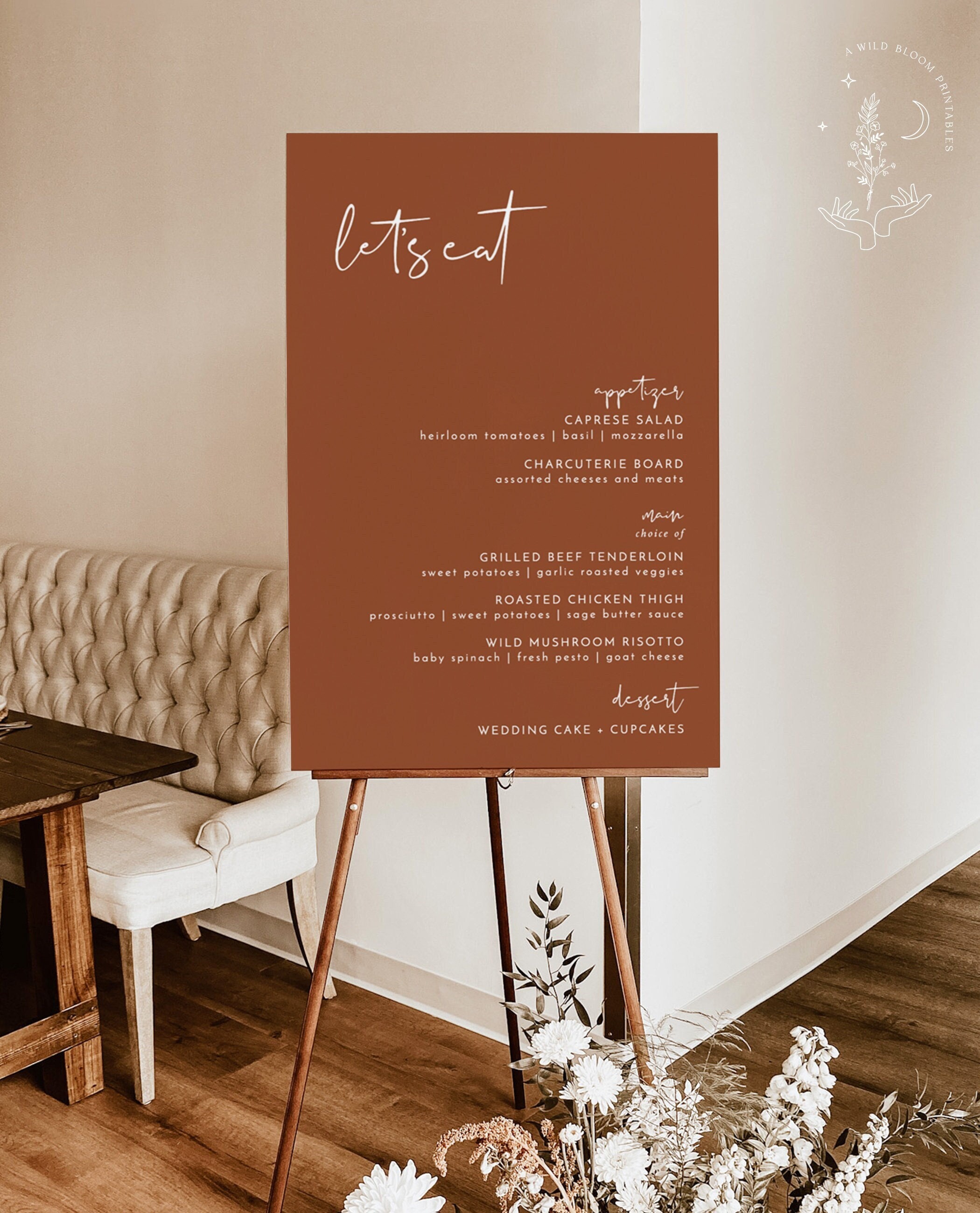 Modern Minimalist Dinner Menu Sign Terracotta Food Menu | Etsy