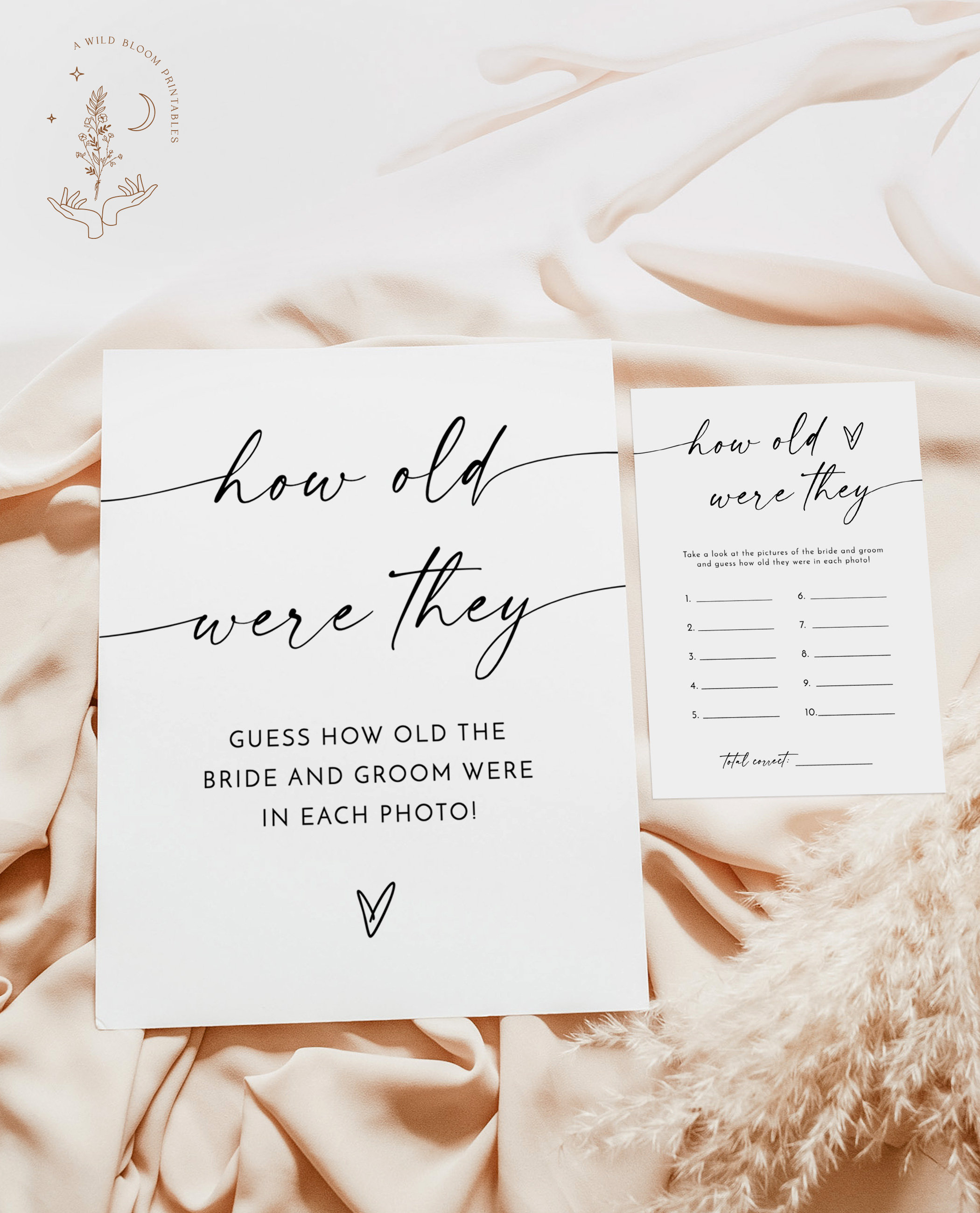 How Old Were the Bride and Groom Game, Guess, Minimalist Bridal Shower ...