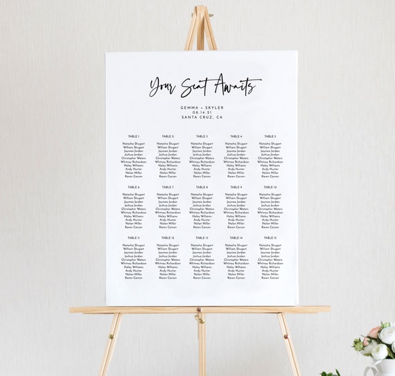 Modern Seating Chart Sign Template Minimalist Seating | Etsy