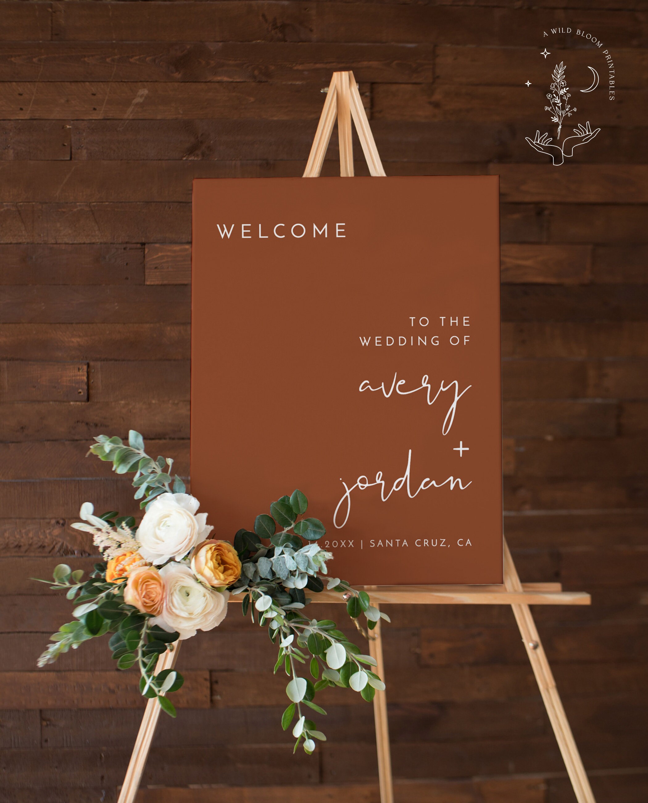 Wall Décor Terracotta Wedding Welcome Sign Template Fall Autumn Wedding ...