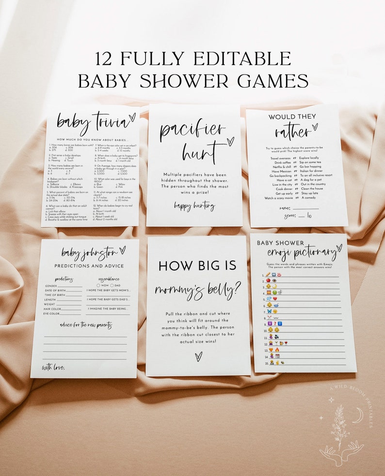 Baby Shower Game Bundle Gender Neutral Baby Shower Game - Etsy