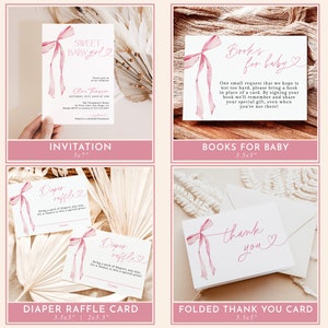 Pink Bow Baby Shower Bundle, Girl, Sweet, Blush, Instant Download ...
