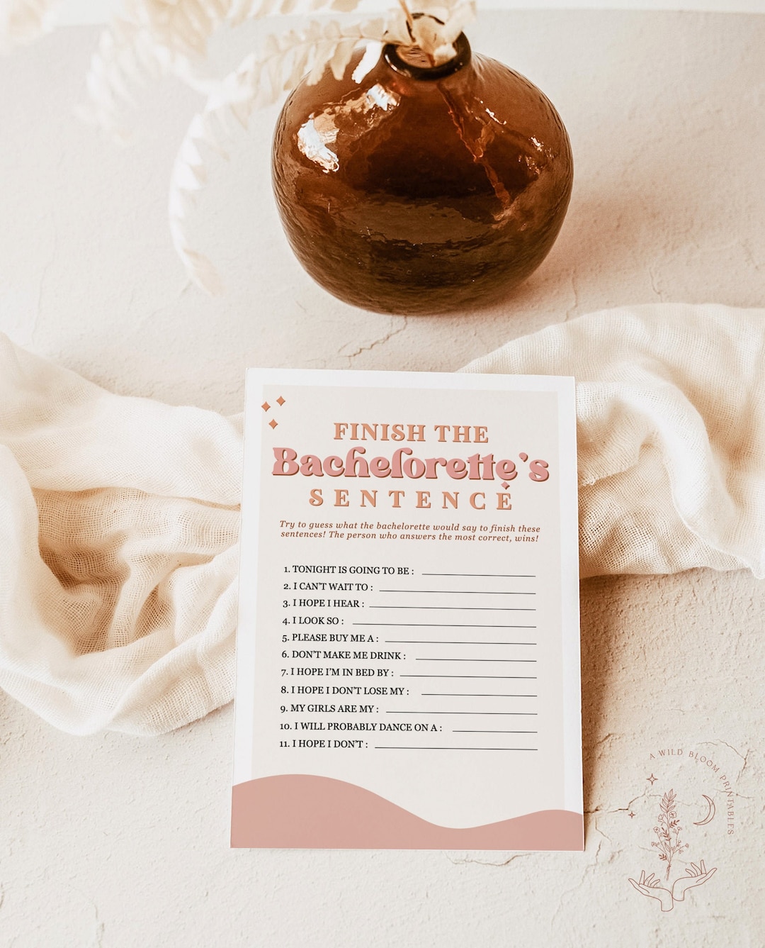 Retro Finish the Sentence Game, Fun Bachelorette Party Game ...