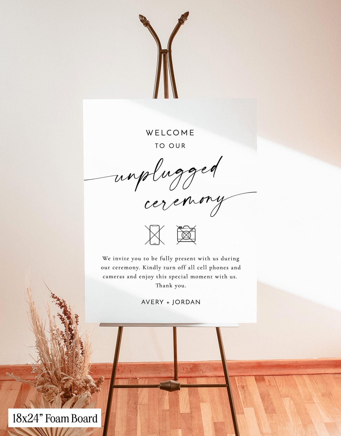 Printed + Shipped Modern Unplugged Ceremony Wedding Sign, Minimalist ...