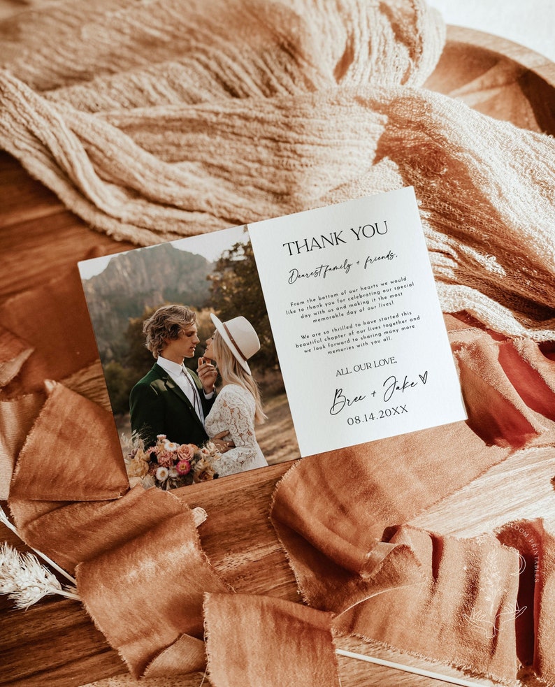 Boho Thank You Card Photo Thank You Card Minimalist - Etsy