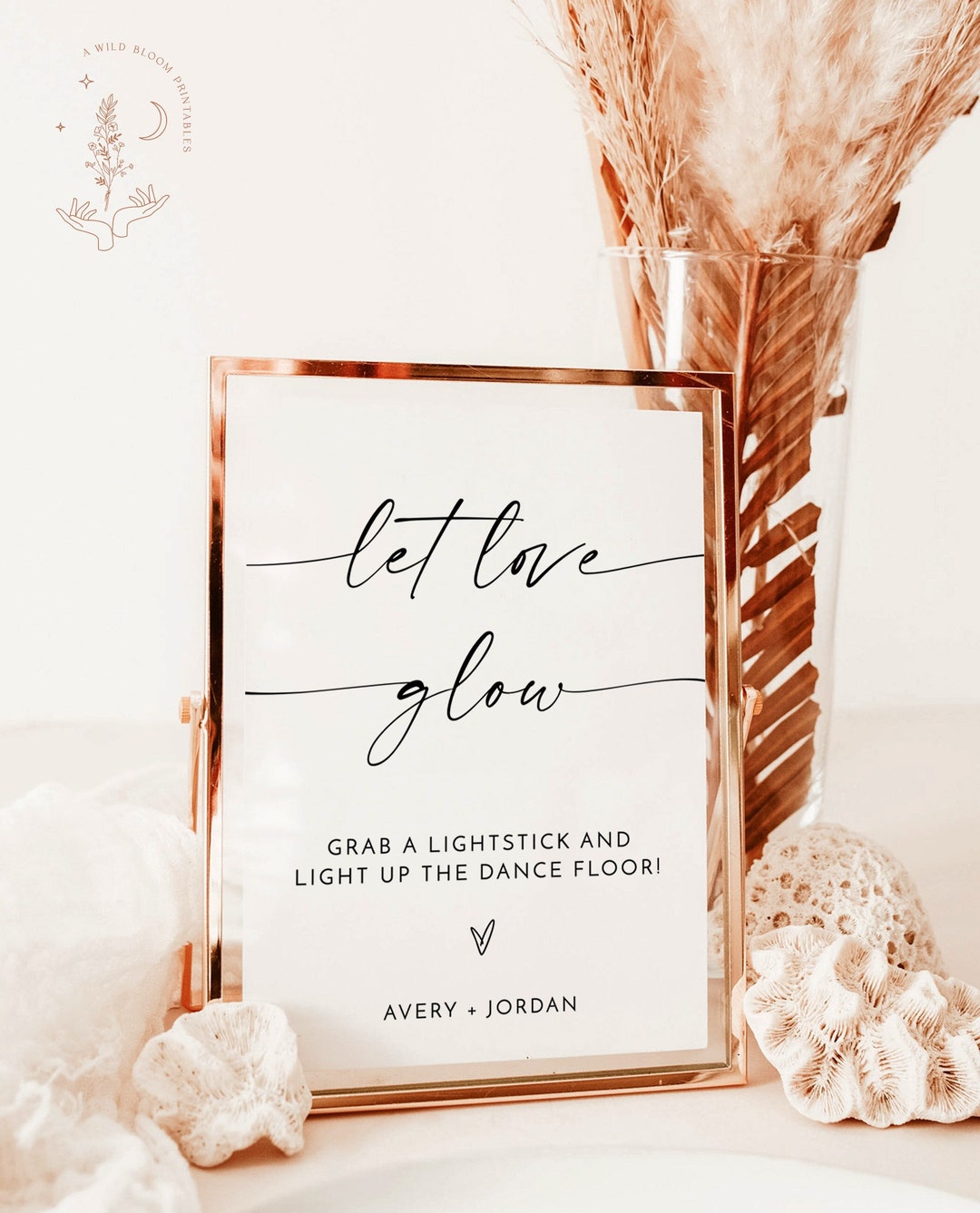 Glow Stick Sign Template, Wedding Glow Sticks Sign, Let Love Glow Sign ...