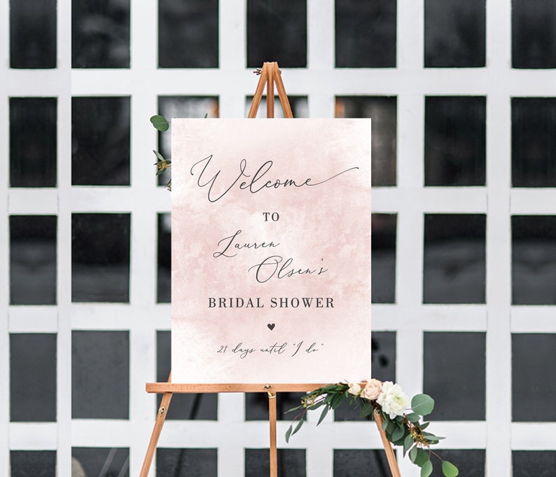 Blush Welcome Sign Editable Template Blush Bridal Shower | Etsy