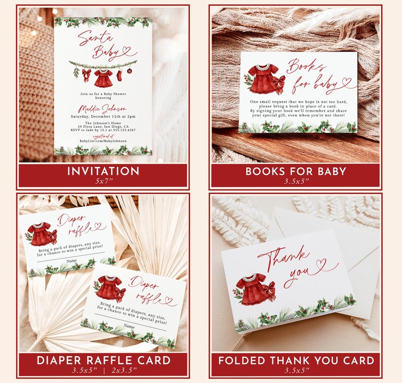 Santa Baby Shower Invitation, Girl Invite Bundle, Holiday Christmas ...