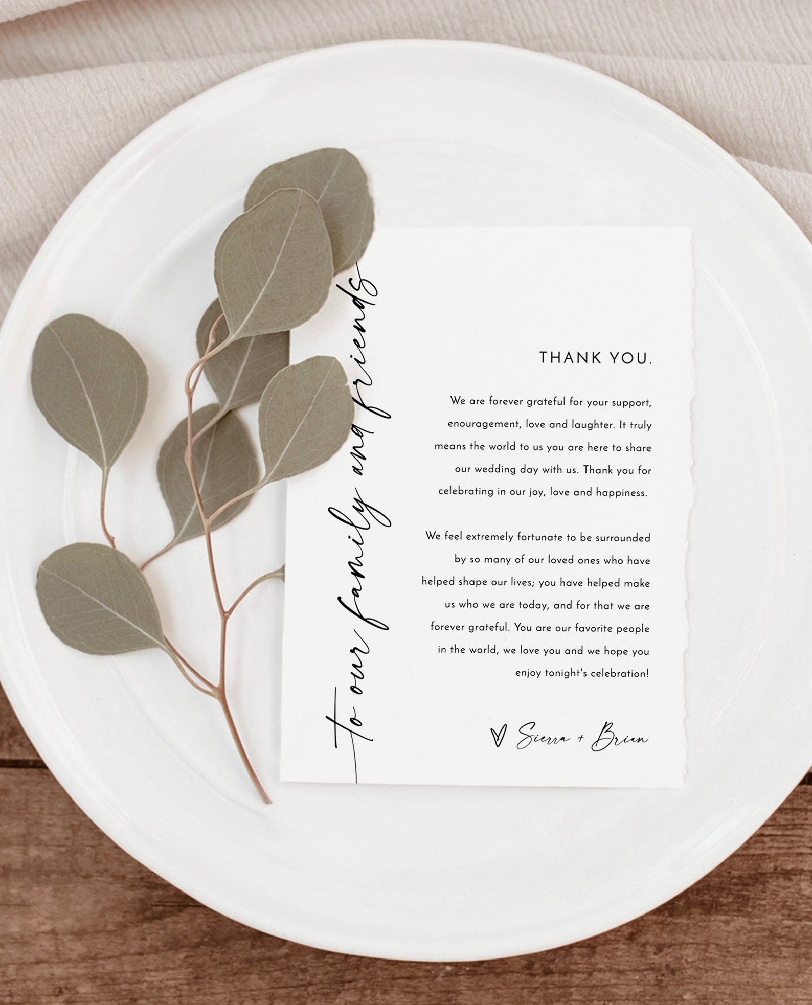 Wedding Menu Thank You, Modern Thank You Letter, Wedding Napkin Note ...