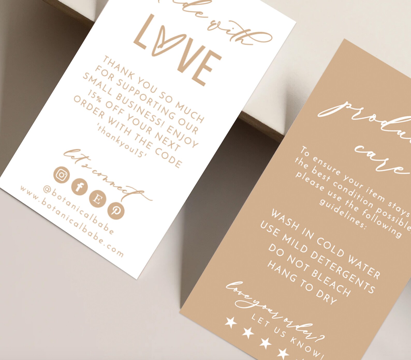 Made With Love Care Card Small Business Care Card Editable | Etsy