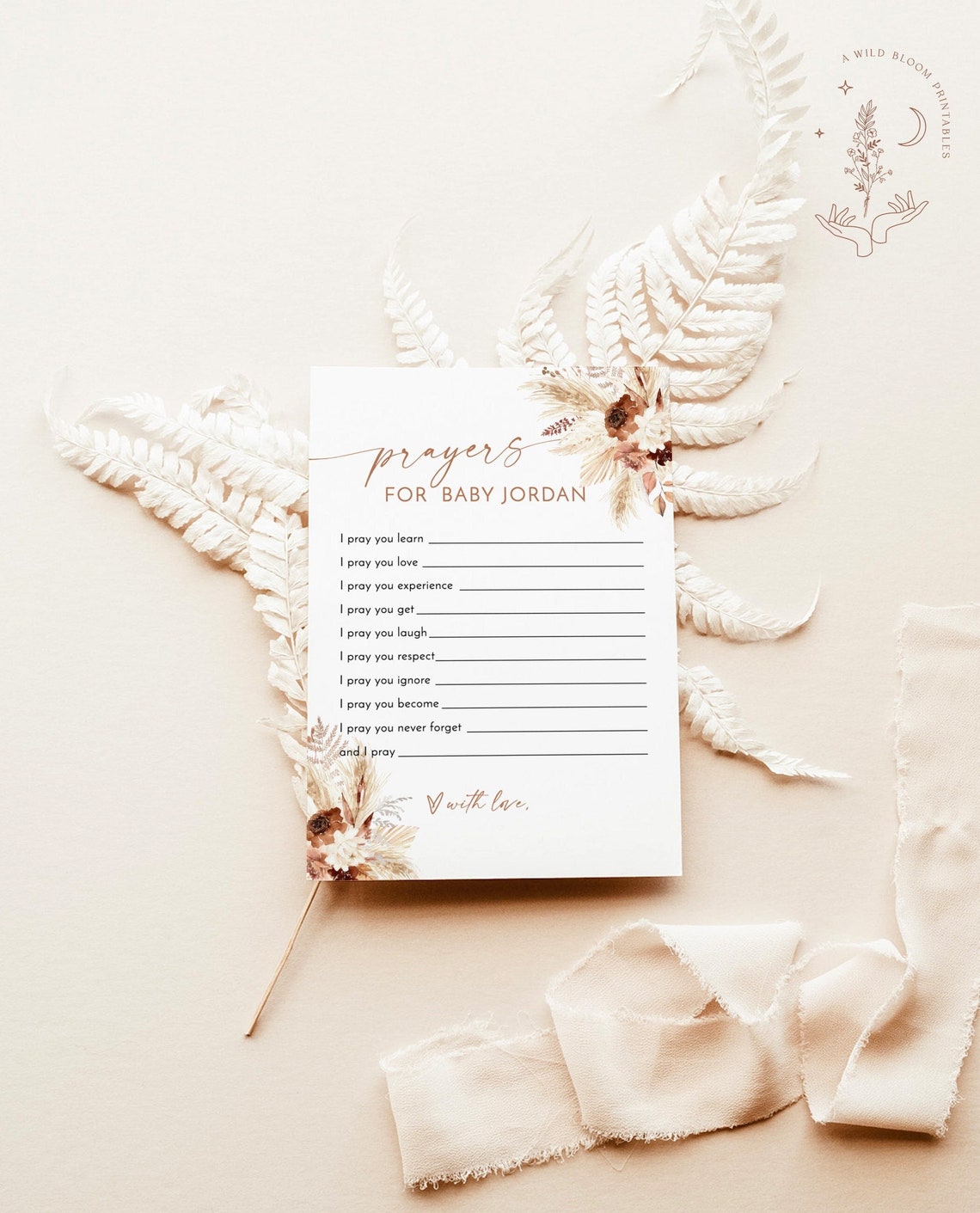 Prayers for Baby Card Boho Baby Shower Terracotta Baby - Etsy