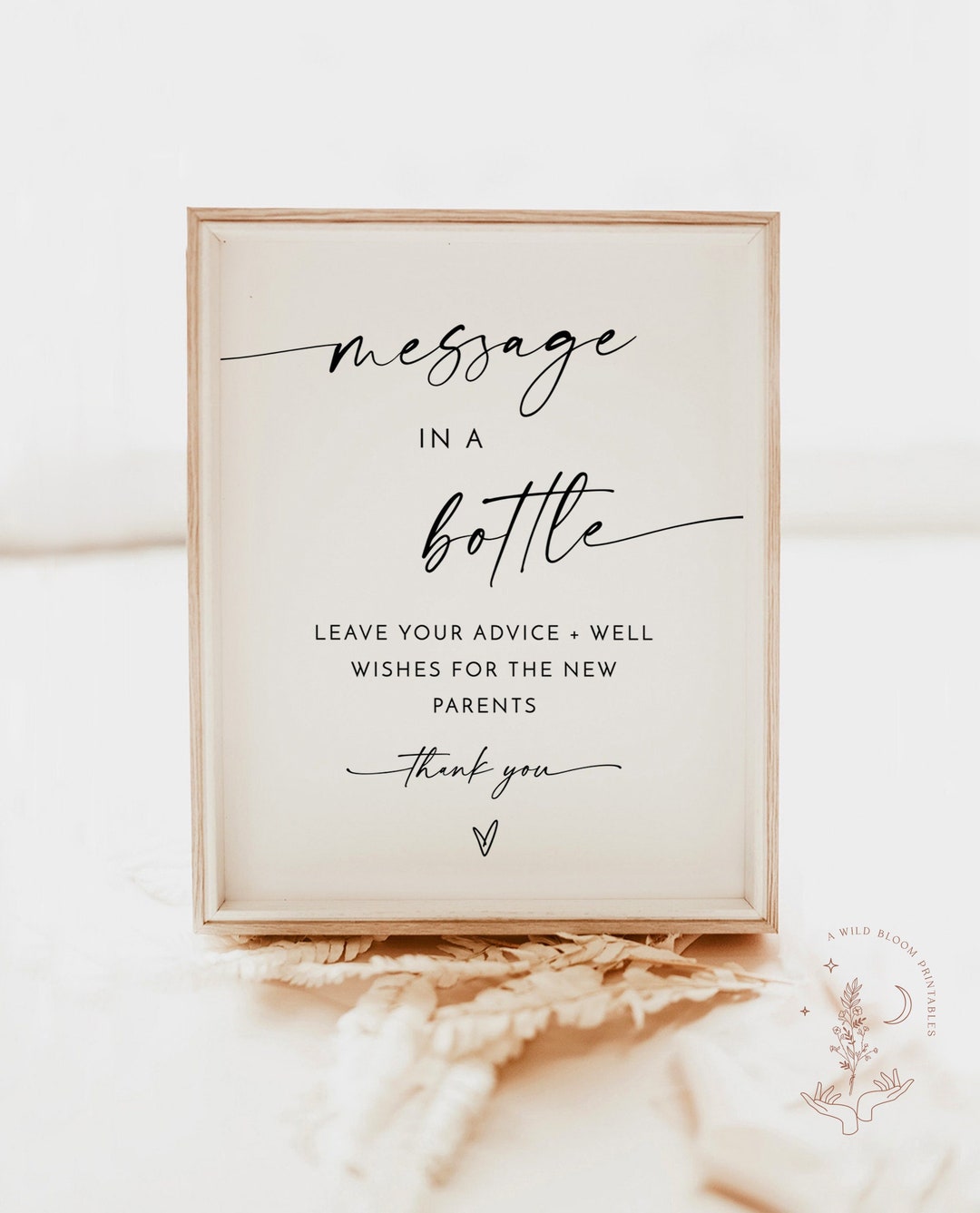 Message in a Bottle Sign Template, Message to the Parents-to-be Sign ...
