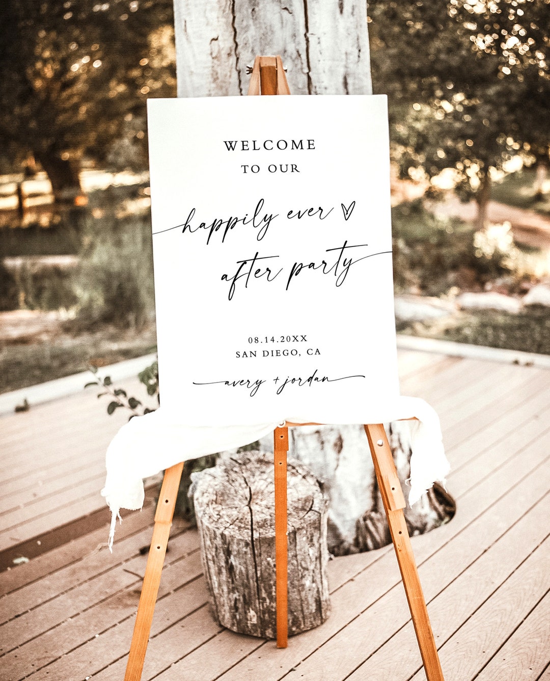 Minimalist Wedding Welcome Sign, Happily Ever After Party Welcome Sign ...