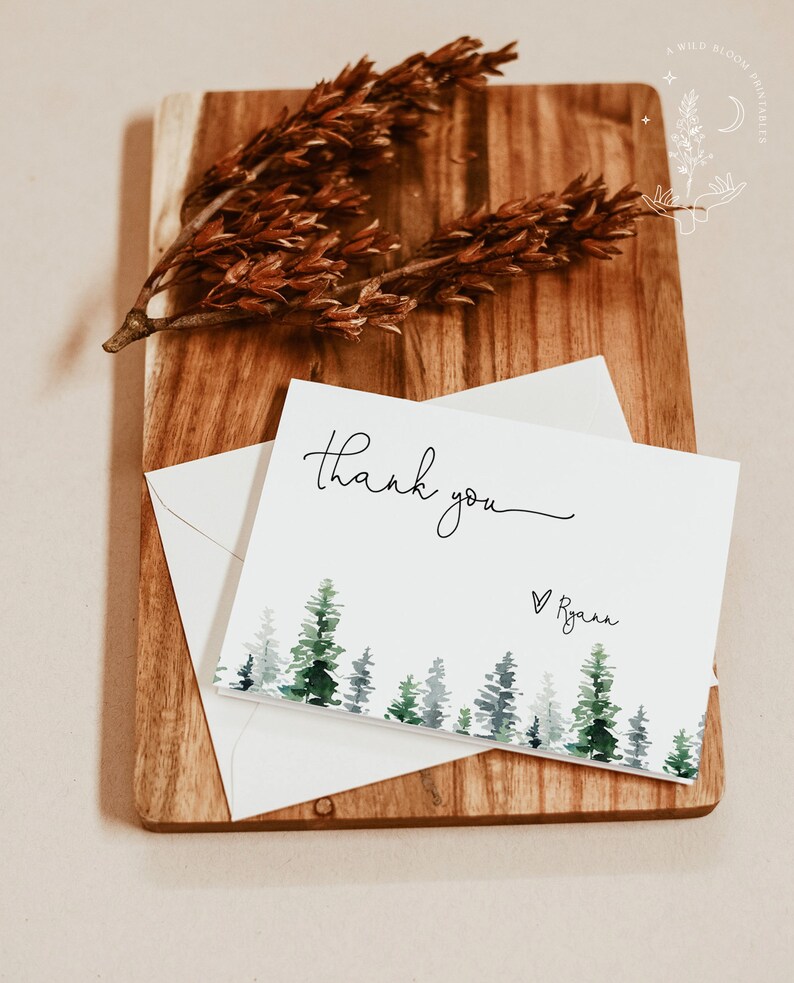 Winter Thank You Card Template Editable Thank You Cards - Etsy
