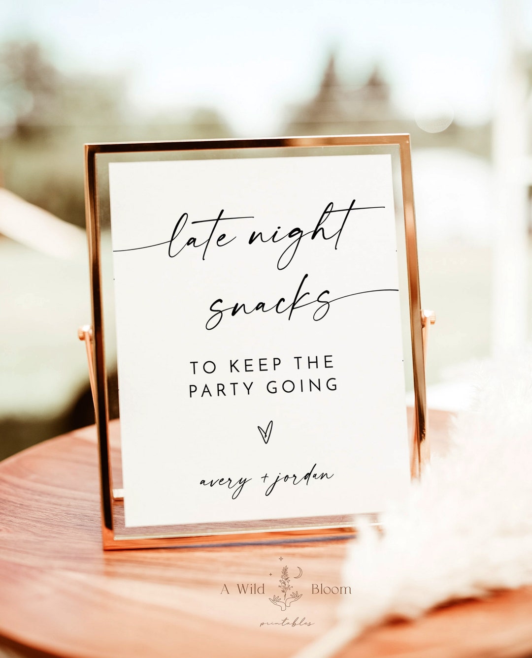 Snack Station Sign, Late Night Snacks, Minimalist Wedding Sign, Snack ...