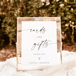 Cards and Gifts Sign Template, Modern Minimalist Wedding Sign, Wedding ...