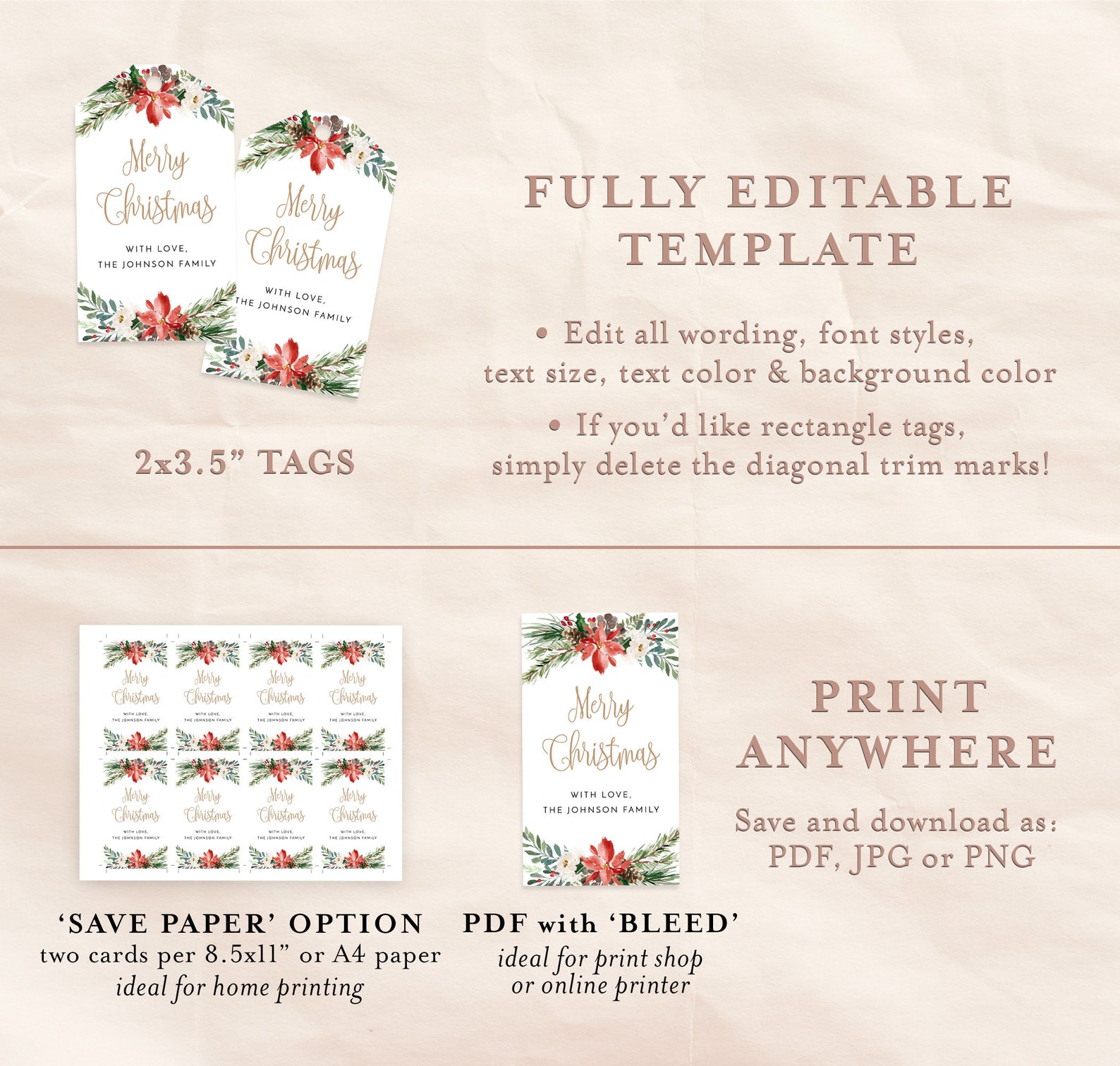 Winter Favor Tag Template Holiday Tags Christmas Baby - Etsy