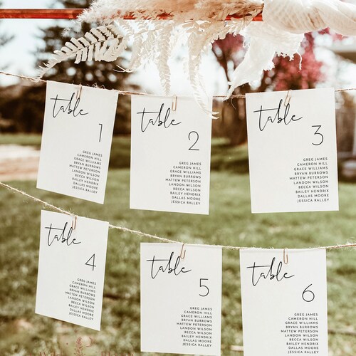 Wedding Seating Chart Templates Modern Minimalist Wedding - Etsy
