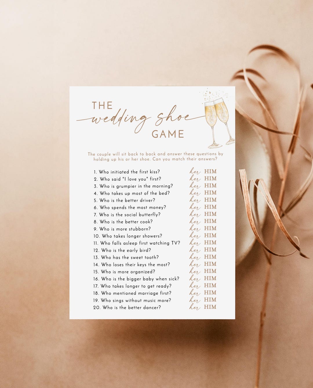 Printed + Shipped the Wedding Shoe Game, Fun Couple Game, Boho Bridal ...