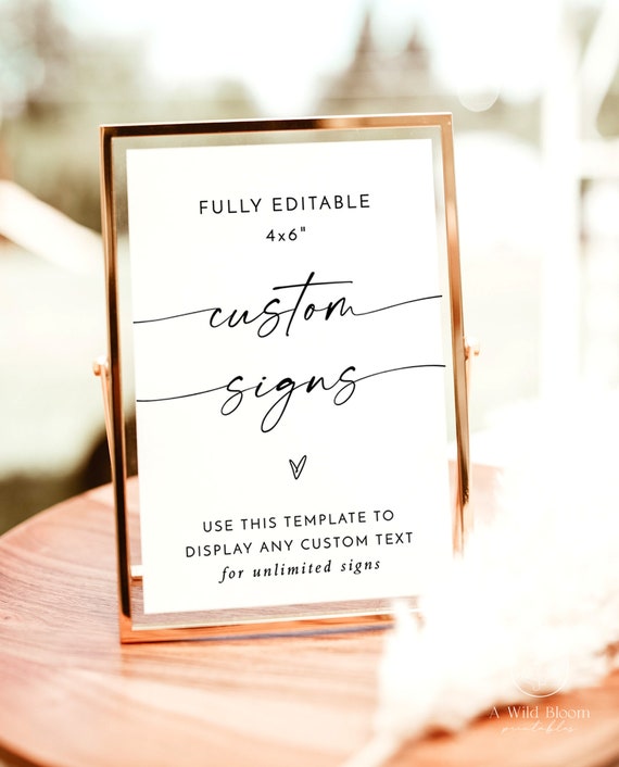 Minimalist Wedding 4x6 Sign Customizable Wedding - Etsy
