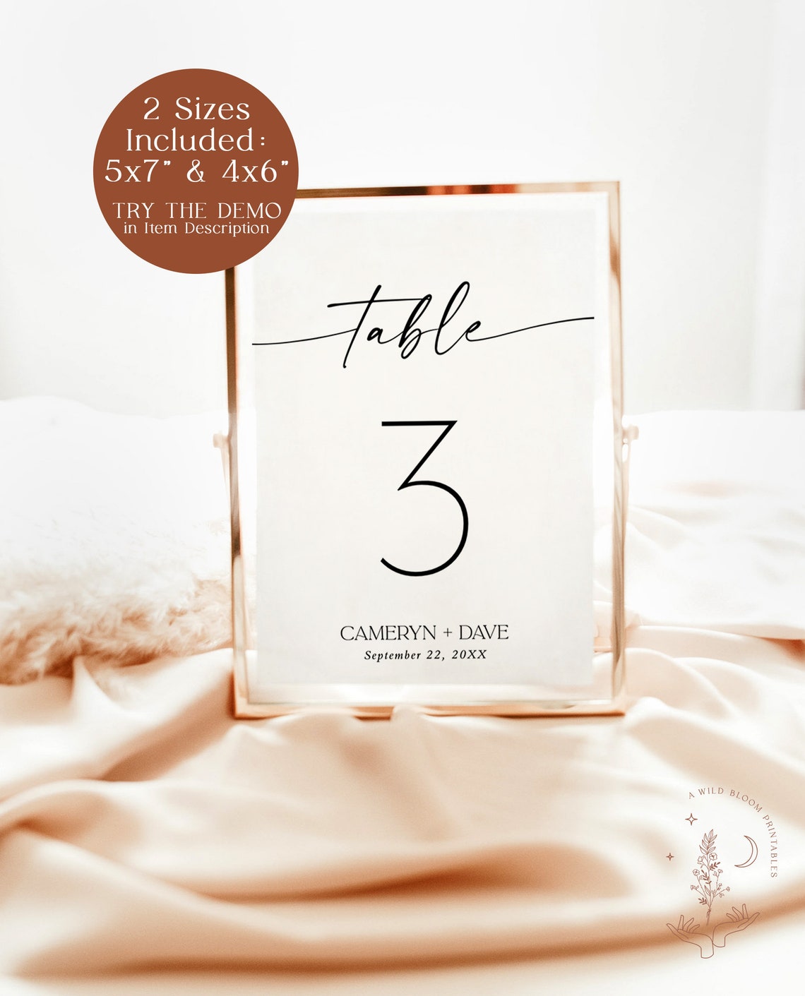 Modern Wedding Table Numbers, Minimalist Wedding Table Number, Editable ...