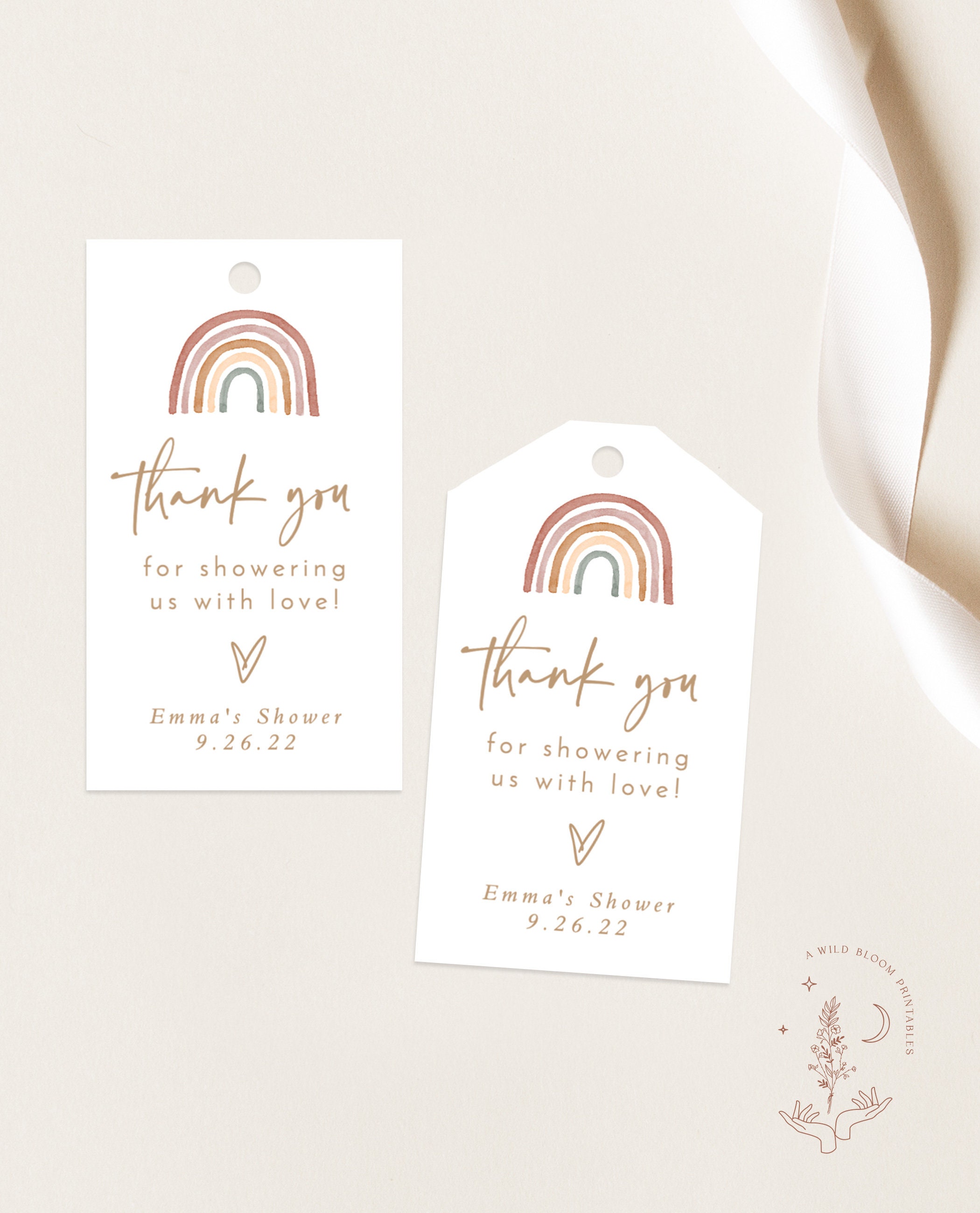 Rainbow Thank You Tags Baby Shower Favor Tag Editable | Etsy