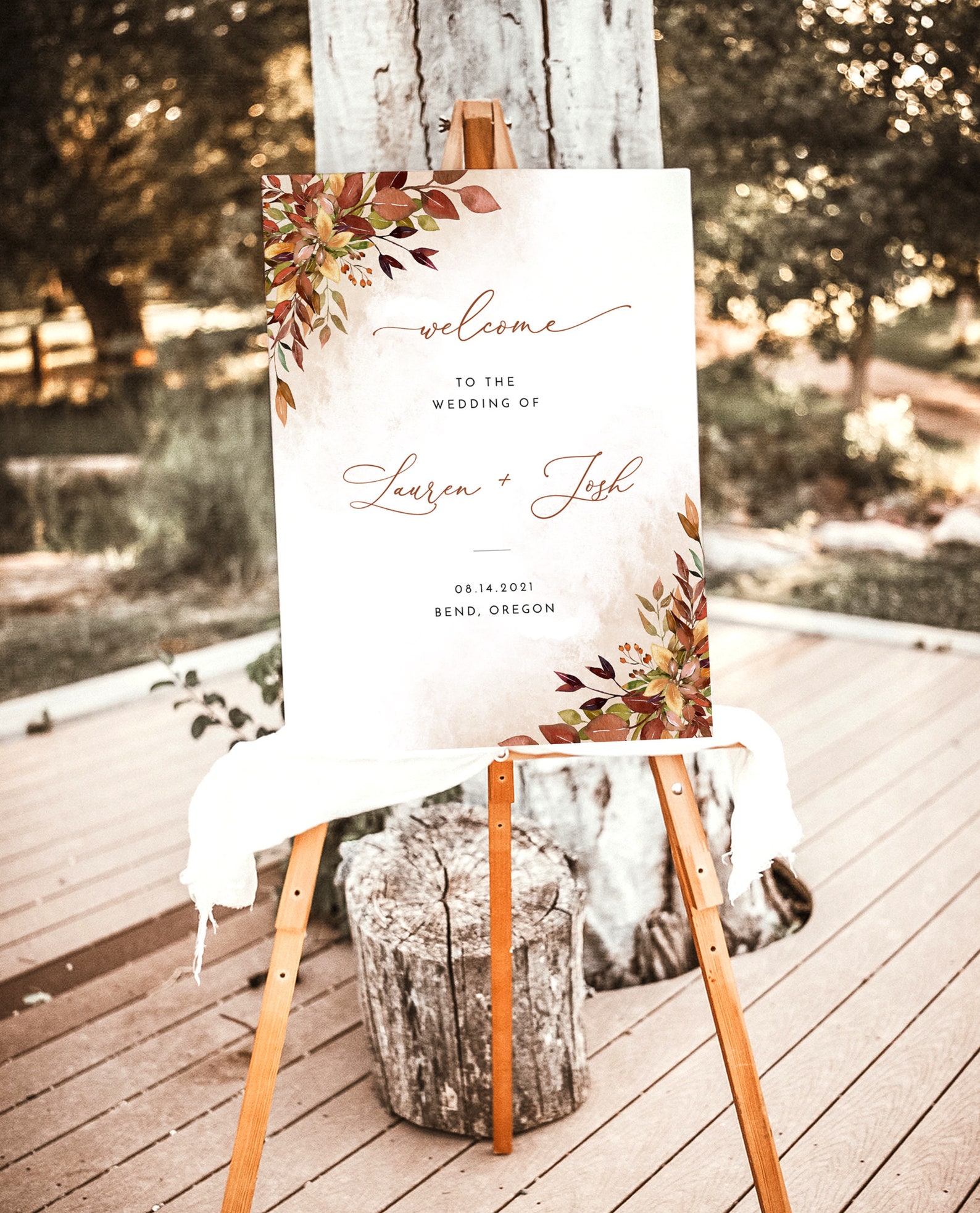 Rustic Fall Wedding Welcome Sign Template Autumn Wedding - Etsy