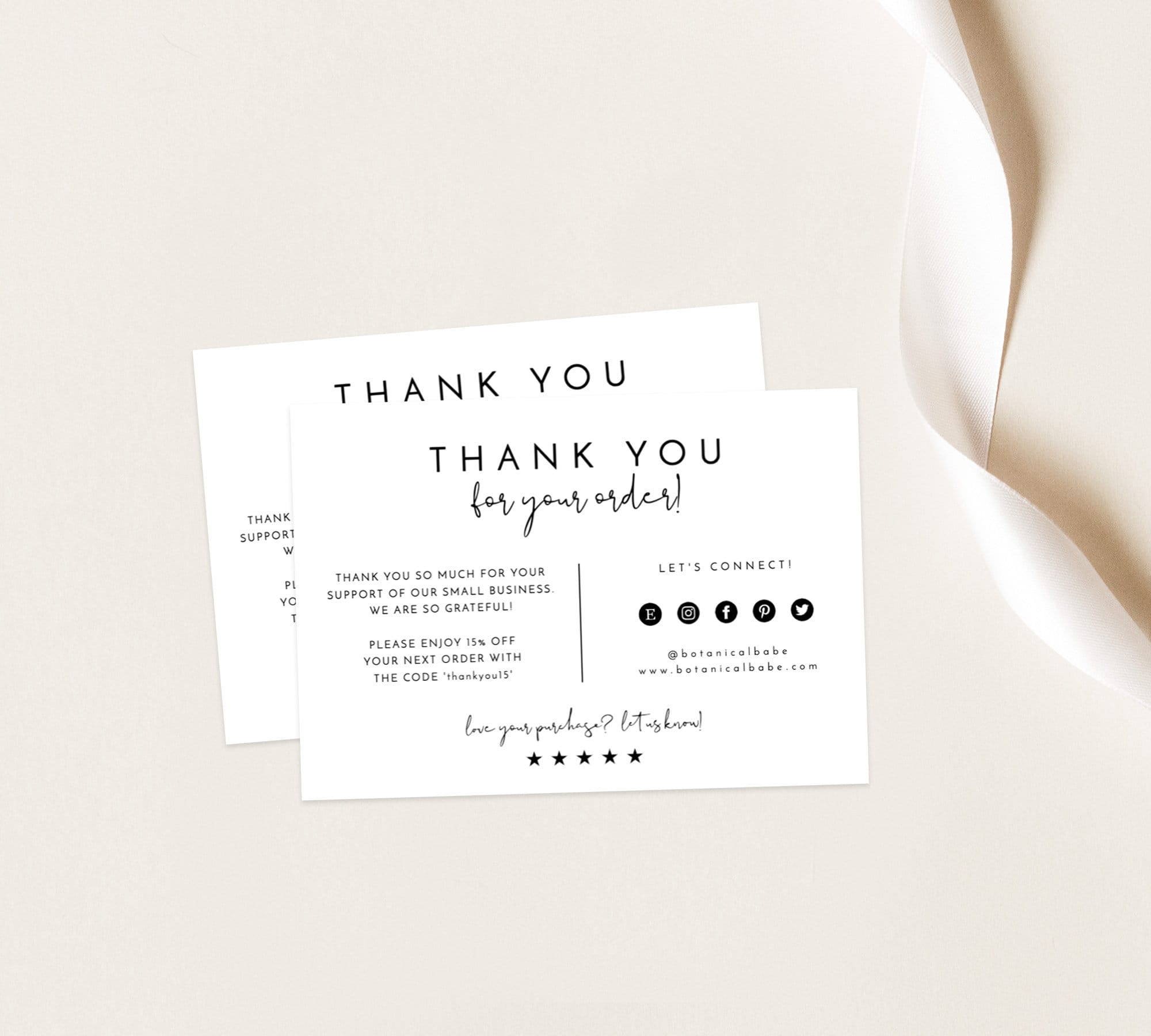 Minimalist Small Business Thank You Card Editable Thank You | Etsy