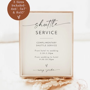 Shuttle Service Sign Template, Minimalist Wedding Sign, Transportation ...