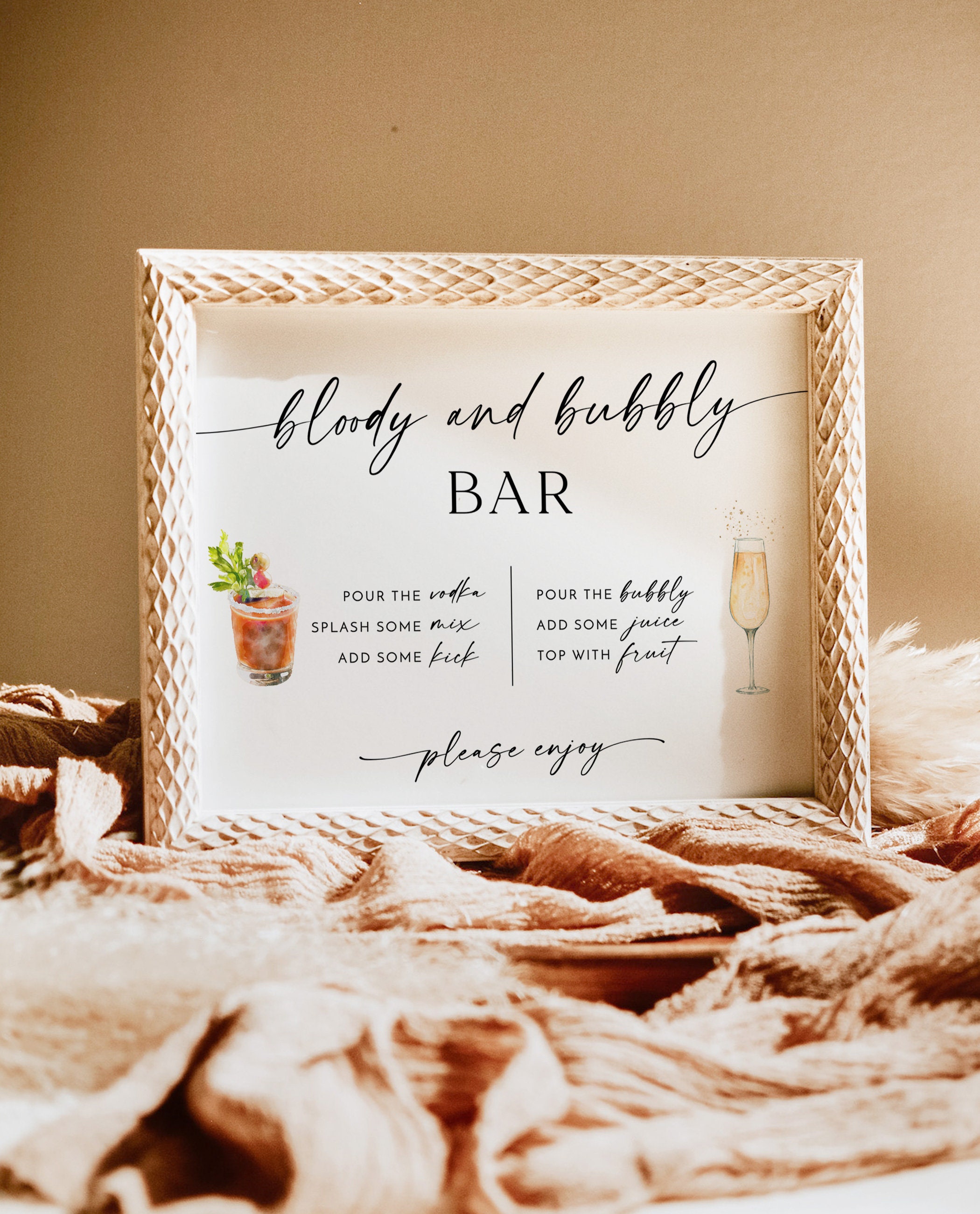 Bloody and Bubbly Bar Sign, Modern Brunch and Bubbly Shower, Minimalist ...