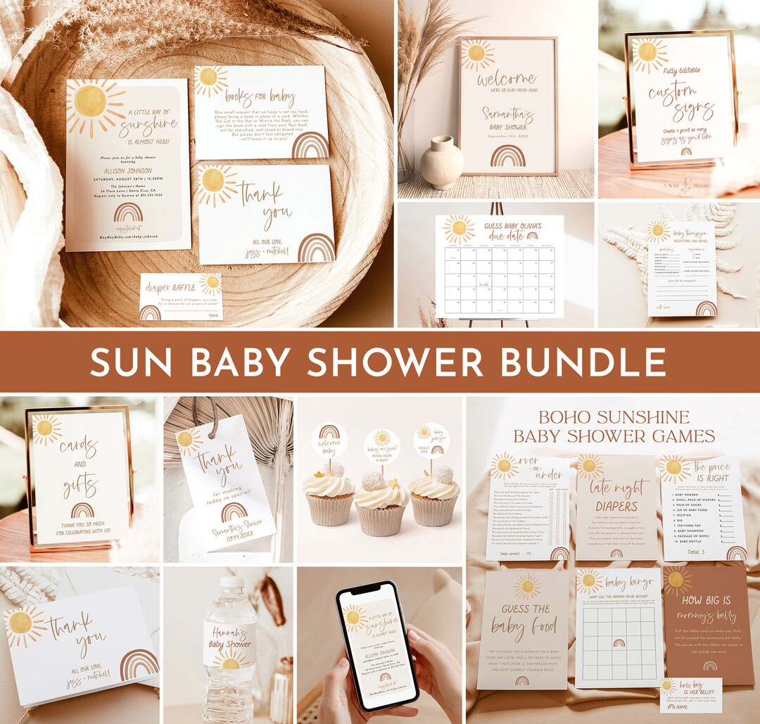 Sunshine Baby Shower Bundle, Gender Neutral Shower Bundle, Sun Baby ...