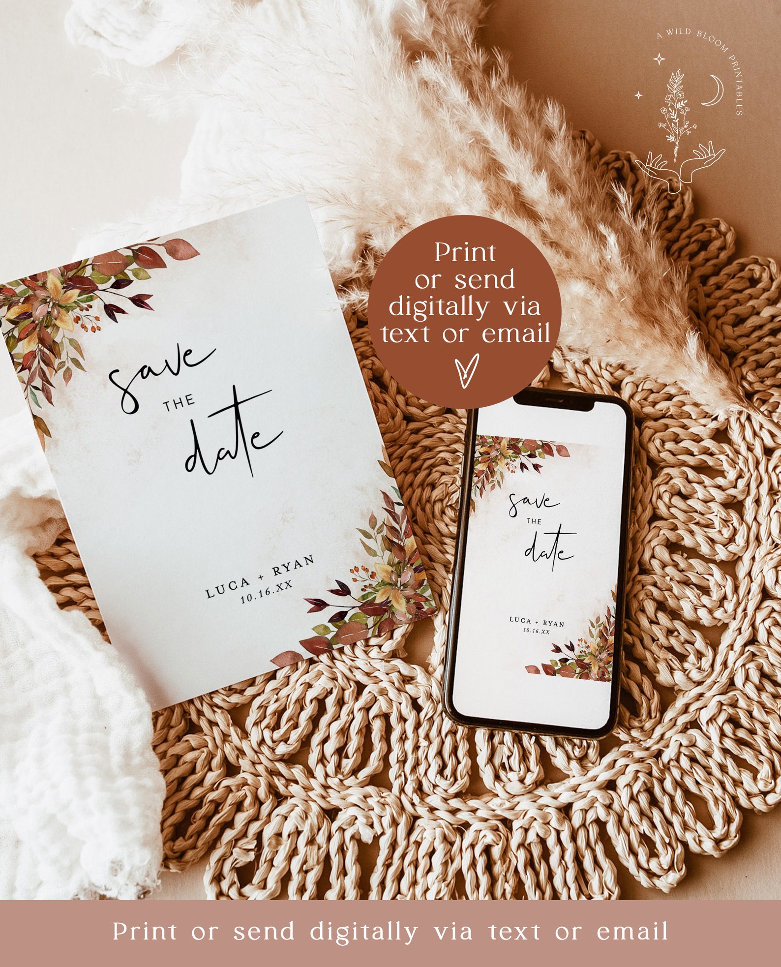 Fall Photo Save the Date Template Rustic Save the Date - Etsy